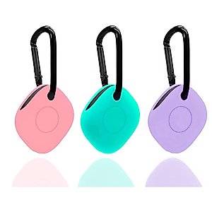 SKZIRI 3in1 Case Set for Galaxy SmartTag and SmartTag Plus Tracker Locator Case Cover Skin with Carabiners (Pink+Mint+Violet)