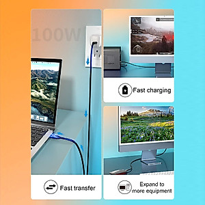 Grtoeud USB C to USB C 3.1 Cable 15FT, 10Gbps USB 3.1 Gen 2 Cable, 4K@60Hz Monitor Cord and 100W Fast Charging with E-Mark for Thunderbolt 3/4, MacBook Pro/Air,iPad Pro,Oculus, SSD,Galaxy S23(Black)