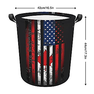 American Canadian Flag Collapsible Laundry Basket Laundry Hamper with Handles Washing Bin Dirty Clothes Bag for College Dorm, Family
