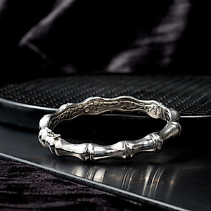 Ross-Simons Italian Sterling Silver Bamboo-Style Bangle Bracelet. 8 inches