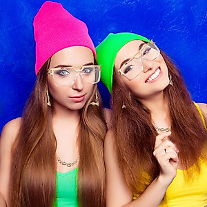 80s 90s Outfit for Woman Hip Hop Costume Legging Rapper Sunglasses Gold Chain Earring Party Accessories(XX-Large,Rose Red)