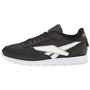 Reebok unisex-adult Classic Leather,Black/White/Gold Met.,11.5 M US