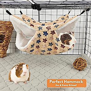 Tierecare 2 Pieces Rat Ferret Hammock Guinea Pig Hanging Bed Soft Hammock for Squirrel, Hamster Guinea Pig Hideout Cage Accessories for Small Animal