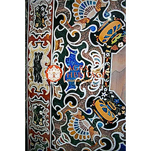 Side Dining 48" Marble Table Top Handicraft Pietra Dura Inlay Elegant Design Wedding Housewarming Gift