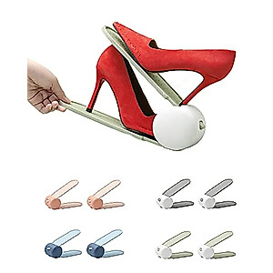 MinYiKou Unique Shoe Slots Organizer，Adjustable Shoe Stacker Space Saver，Easy Shoe Organizer，Double Deck Shoe Rack Holder Space-Saving Storage Units for Shoe cabinet Organization (Gray)