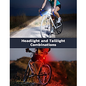 Zewdov Bike Lights for Night Riding, USB Rechargeable Bike Lights Front and Back, Waterproof IP65 Bicycle Light, 4+6 Modes Bike Headlight and Tail Light Set,1.5 Hrs Fast Charging, Easy to Install