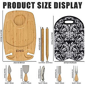 Kozy Home Decor Portable Wine Table with Large Wine Cooler Bag - Outdoor Wine Table with Bottle Holder - Wine Picnic Table with Spatula, Plain Knife, Cheese Fork, Heart Knife and Bottle Lifter