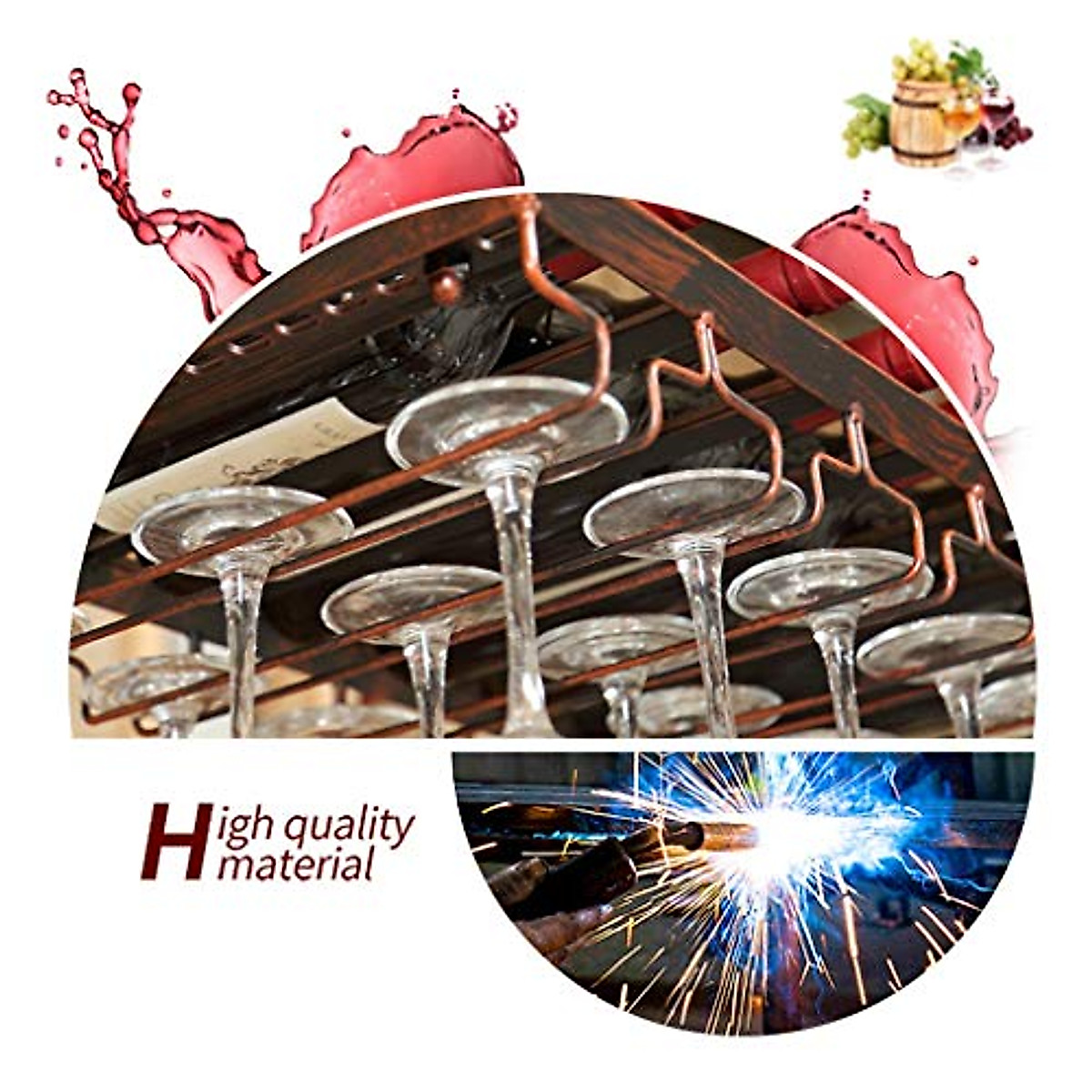 Stylish Simplicity Down Wine Glass Stylish Simplicity Rack Vintage Wrought Iron Household Simple Goblet Bracket Kitchen Cutlery Bottle Holder Adjustable Height Bar Floating Wine Rack (Golden 120 * 3