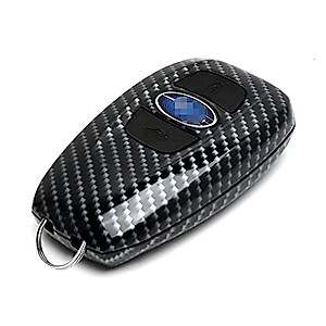iJDMTOY Black Carbon Fiber Pattern Key Fob Cover Compatible with Subaru 2013-up BRZ, 15-up Legacy Outback Crosstrek, 16-up WRX/STi, 17-up Forester Impreza Keyless Fob