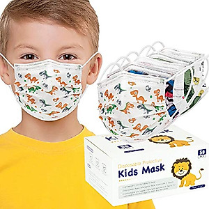 LEVENIS Kids Face Masks for Children 50 Pack, Breathable Comfortable and Disposable Mask Efficiency≥95%, White
