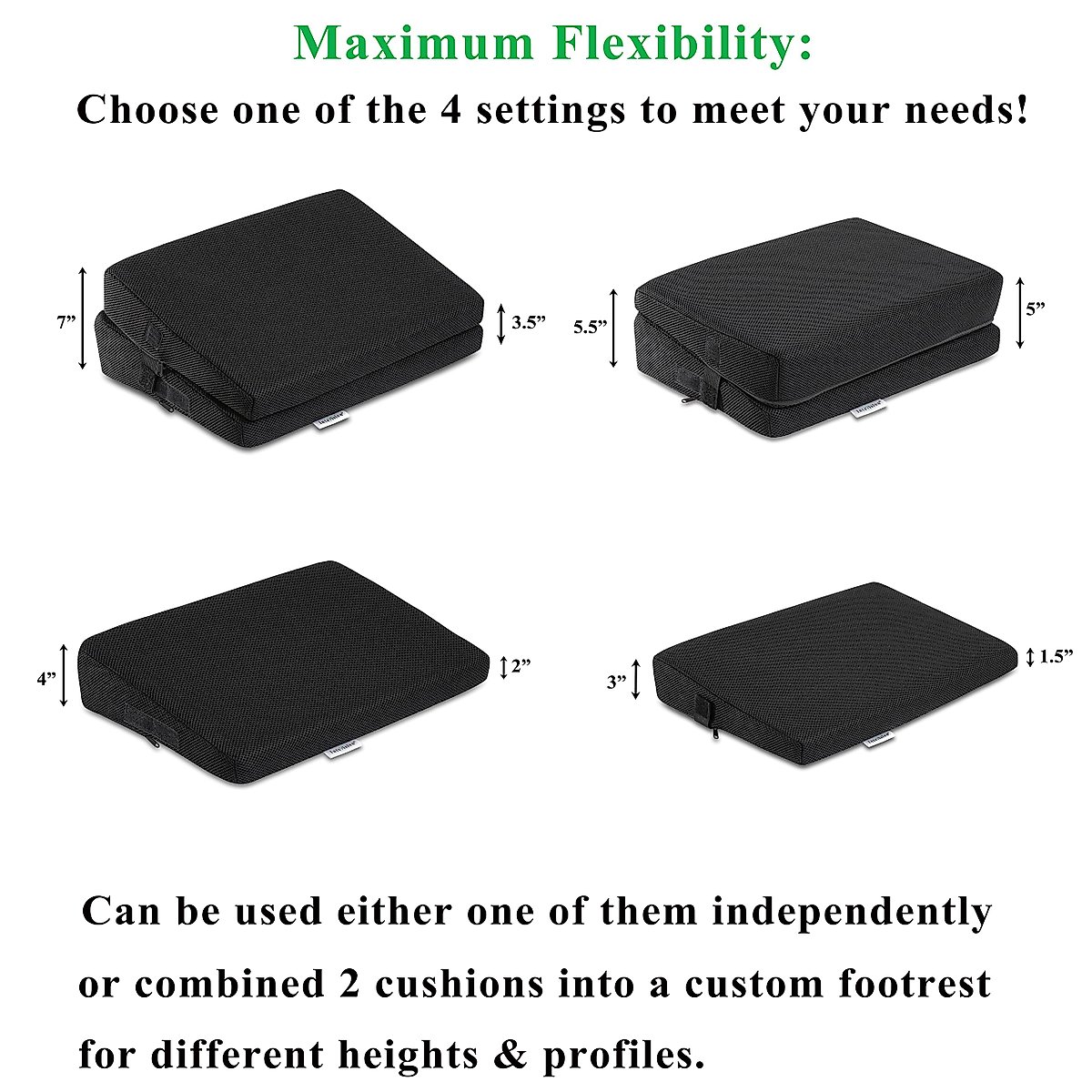 InteVision 4-in-1 Footrest for Added Height - Premium Foam Foot Cushion Works Great for Under Desk or bar - Will not Slide on Any Surface