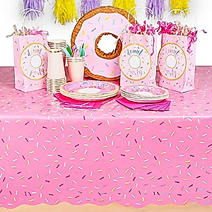 BLUE PANDA Donuts Birthday Party Table Covers (Pink, 54 x 108 in, 3 Pack)