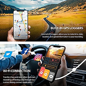 RexingUSA V1PGW-4K Dual Channel Car Dash Cam 2160p +1080p w/Built-in GPS Wi-Fi 2.4” LCD Screen | 170° Wide Angle Dashboard Camera Recorder with Rear Cam | G-Sensor | WDR | Loop Recording (2023)