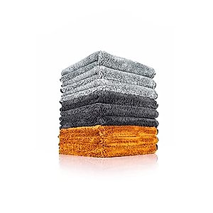 The Rag Company - The Wolf Pack - Premium Ultra-Soft Microfiber Detailing Towels; Buttersoft Suede Edge; Perfect for Buffing and Final Wipedowns; 480GSM, 16in x 16in, Mixed Earth Tone Colors (9-Pack)