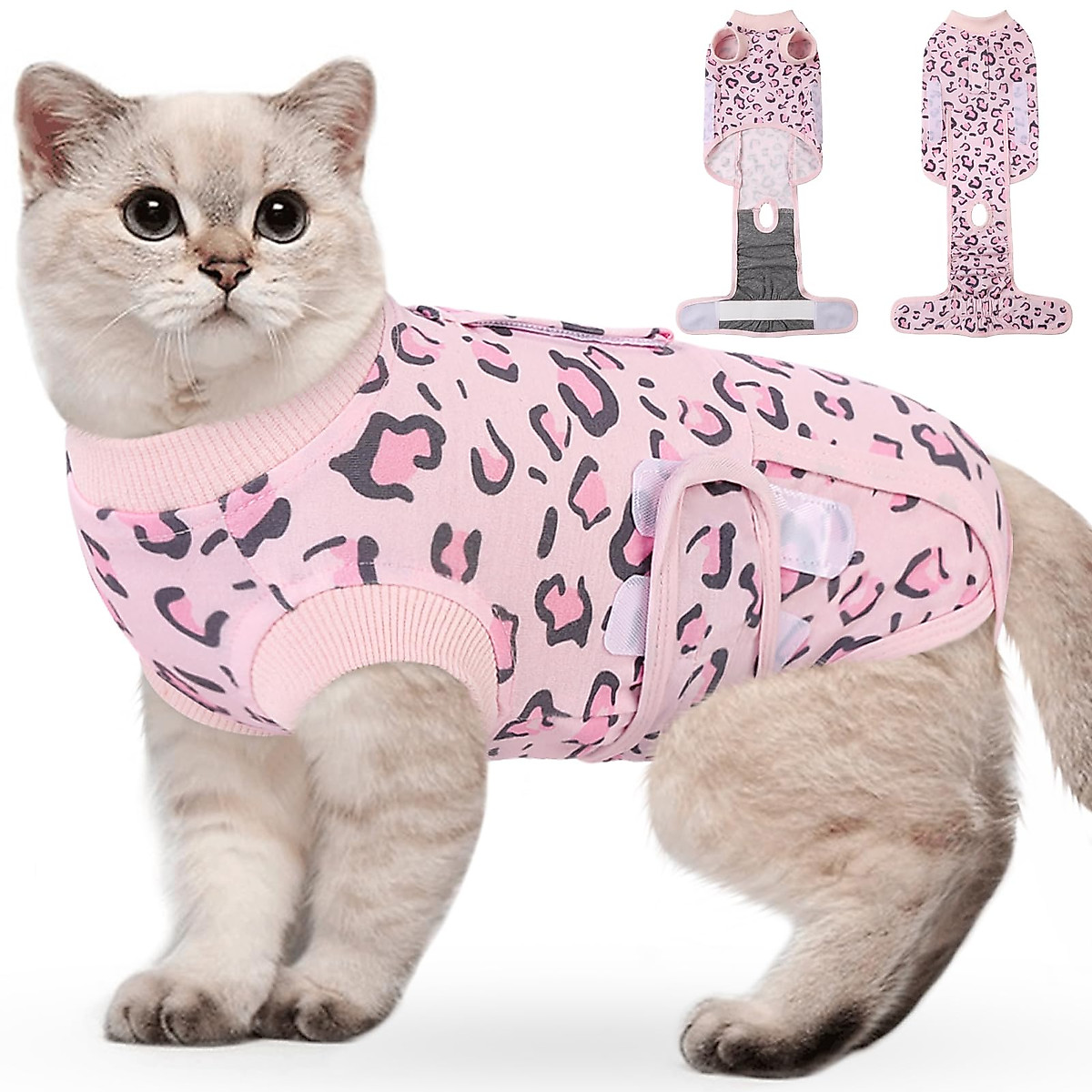 SUNFURA Cat Recovery Suit, Cat Surgery Recovery Suit Female Kitten Onesie for Cats After Surgery, Cat Neuter Recovery Suit Anti Licking, E-Collar Alternative Cat Surgical Recovery Suit, Pink M