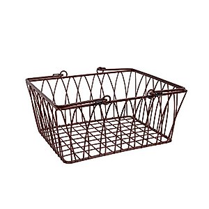 Spectrum Diversified Twist Storage Handles, Modern Farmhouse Décor Farmer’s Market-Style Wire Basket for Organizing Bathroom, Pantry & Craft Room, Medium, Bronze