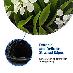 Gaming Round Lily of The Valley Flowers Mouse Pad for Computer, Thick Rubber Laptop Desk Mat,Cute Office Gift,8 Inch