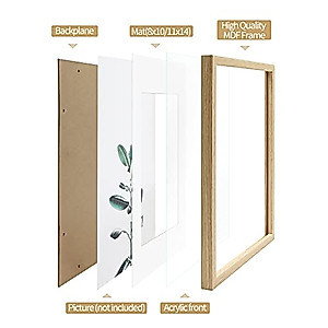 SUMGAR 8x10 Picture Frame with Mat Display Pictures, 𝗡𝗮𝘁𝘂𝗿𝗮𝗹 𝗢𝗮𝗸 𝗪𝗼𝗼𝗱 11x14 Photo Frame 𝗦𝗶𝗺𝗽𝗹𝗲 𝗳𝗼𝗿 𝗧𝗮𝗯𝗹𝗲𝘁𝗼𝗽 𝗗𝗲𝘀𝗸 Gallery Wall Mounted Display Set of 2