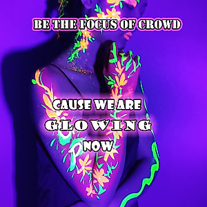 Bowitzki UV Neon Face and Body Paint 8 x 30ml (1.0 fl oz) Liquid Large Kit Black Light Glow in the Dark Makeup Set Fluorescent Painting for Adults Kids Music Festivals Party Halloween Christmas