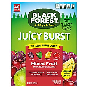 Black Forest Juicy Burst Fruit Snacks, School Snacks, Mixed Fruit, 0.8 Ounce Pouches (40 Count)