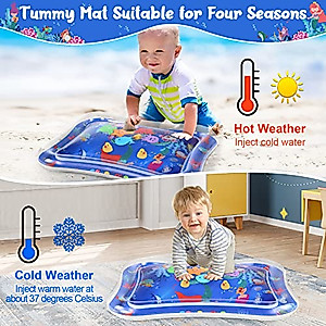 Ronipic Tummy Time Mat, Premium Baby Water Play Mat for Infants and Toddlers Baby Toys for 3 to 9 Months, Strengthen Baby's Neck and Muscles, Portable