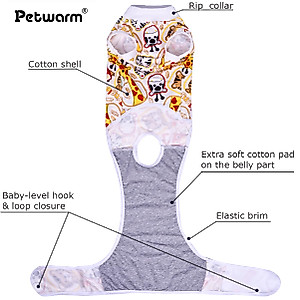PetWarm Recovery Suit for Dogs Female Spay,Surgery Suit for Dogs,Professional Pet Recovery Shirt Dog Abdominal Wounds Bandages Anti-Licking Dog Surgery Recovery Suit Soft,Zoo Pattern,Red White,L