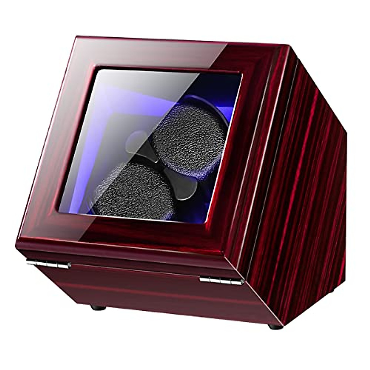 Watch Winder Box for Rolex with Quiet Motor, Blue LED Light & Flexible Watch Pillows Watch Winders for 2 Automatic Watches with AC Adapter or Battery Powered Perfect…