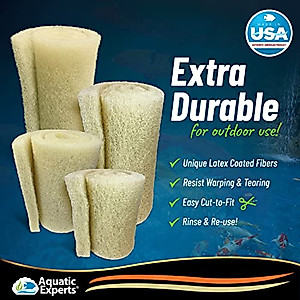 Aquatic Experts Cream COARSE Pond Filter Pad - 2 inch Thick - Bulk Roll Water Garden Filter Pond Media - Made in USA (12" x 36")