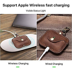 for AirPod Pro Case Leather, Personalized Genuine Leather Protective Airpod Pro Case Cover Shockproof with Loss Prevention Clip for Apple AirPods 3 Pro Wireless Charging Case for airpods (Customize)