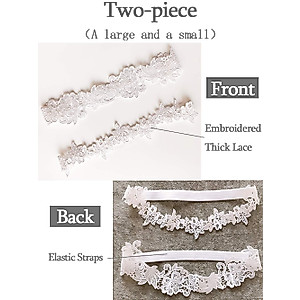 Kaei&Shi Wedding Garter,2 Pieces Lace Floral Bridal Garter For Bride White One Size