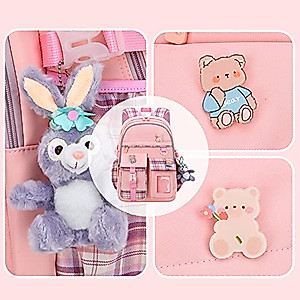 ZTGD Kawaii Backpack with Kawaii Rabbit Pin and Accessories Cute Kawaii Backpack for School Bag Kawaii Girl Backpack Cute Pink