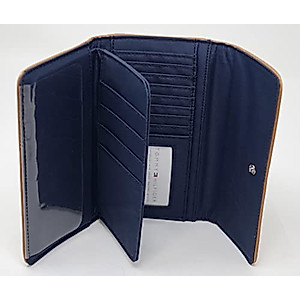 Tommy Hilfiger Women's Navy Blue Brown Logo Jacquard Checkbook Wallet Clutch Bag