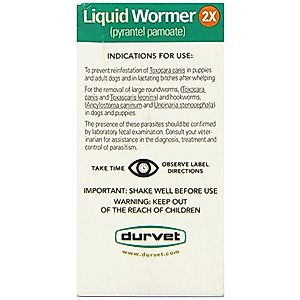 Durvet 2x LIquid Wormer, 2 oz, For Puppies and Adult Dogs
