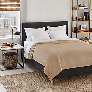 Eddie Bauer - Queen Heated Blanket, Soft Brushed Microplush Electric Blanket, Warm & Cozy Bedding (Cabin Comfort Khaki, Queen)