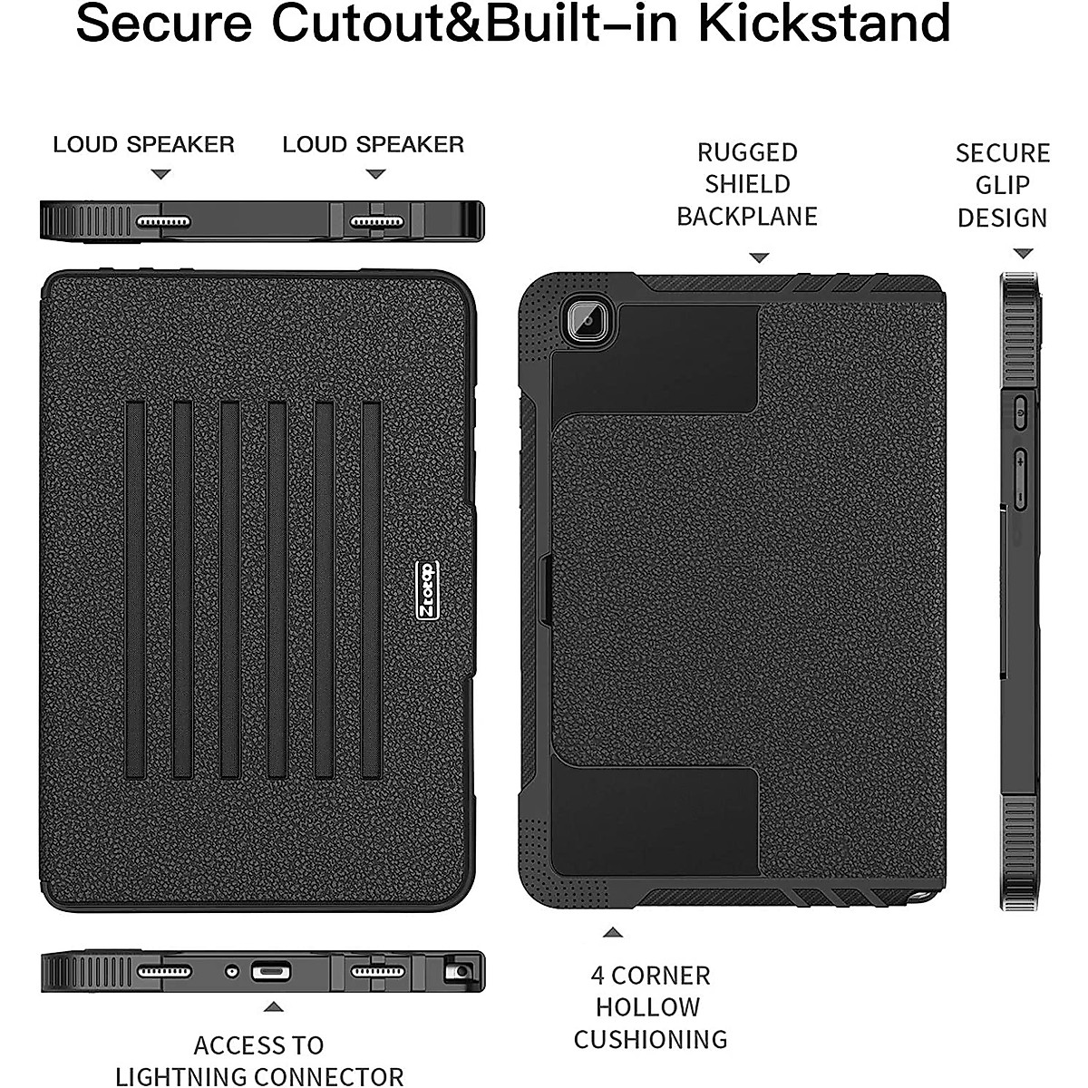 ZtotopCase for Samsung Galaxy Tab A7 10.4 Inch Tablet 2020 (SM-T500/505/507),[6 Magnetic Stand Angles] Heavy Duty Highly Protective & Shock Absorption Cover with Auto Wake/Sleep, Black