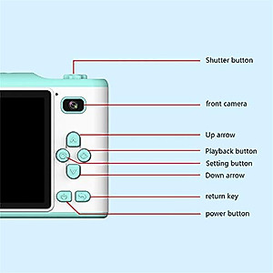 2.8 Inch Children Boy Camera Toy Digital Camera Touch Screen Mini Camera Recording 8.0MP Double Lens Children Camera Birthday Gift (Memory Card + 16G),Blue