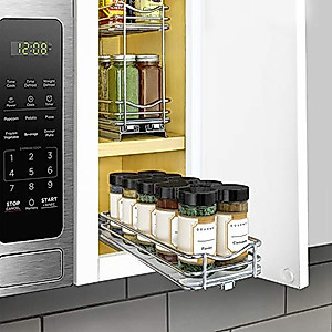 LYNK PROFESSIONAL® Pull Out Spice Rack Organizer for Cabinet - Lifetime Limited Warranty - Slide Out Rack - 4-1/4 inch Wide Sliding Spice Organizer Shelf - Chrome