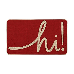 Artoid Mode Red Hi Christmas Doormat, Home Decor Low-Profile Switch Rug Welcome Door Mat Floor Mat for Front Door Indoor Outdoor 17x29 Inch