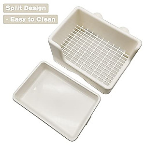 BNOSDM Bunny Litter Box with Tray Dwarf Rabbit Cage Potty Trainer Corner Small Animal Toilet Plastic Detachable Pet Guinea Pig Litter Pan Bedding Box for Chinchillas Galesaurs Ferret