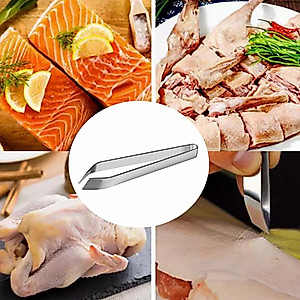 Stainless Steel Fish Bone Tweezers Flat and Slant Pliers Set, Kitchen Cooking Tweezers Meat Hair Remover Tool for Home and Restaurant (4 Pack)