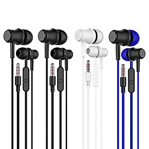 (4 Pack) Wired Earphones, 3.5mm for Most Devices