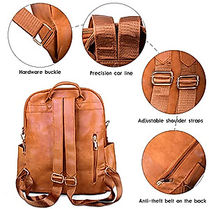 NINEBLUE Women's Backpack, Ladies Fashion Multipurpose Leather Travel Bag with Wallet, Convertible Single Room and Double Shoulder PU Bag