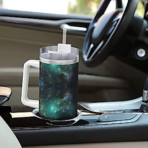 HULIBIN Galaxy Background Print Double Deck Stainless Steel Travel Coffee Cup With Lid 40 Oz Ice Bully Cup