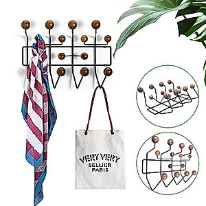 Practical Coat Rack, Hang It All Wall Hanger Coat Rack Solid Walnut Wooden Balls Wood Modern Wall Mounted Coat Hooks with Painted Solid Wooden Balls Classic Mid Century Coat Rack(Candy Hook)