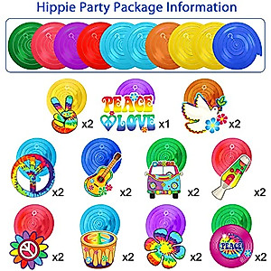 60's Hippie Theme Party Foil Swirl Decorations, 60s Groovy Party Retro Flower Cutouts Peace Sign Hanging Swirls Ceiling Decorations for 60s Hippie Theme Groovy Party Supplies, 30 Count (Novel)