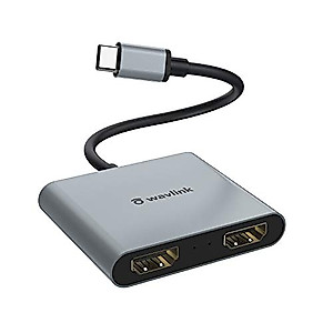 WAVLINK USB C to Dual HDMI Adapter 4K@60Hz, Thunderbolt 3/4 Compatible, Type C to HDMI Multi Monitor Converter for MacBook Pro/Air,Dell XPS 13/15,HP,Lenovo Yoga,etc(DP Alternate Mode Required)