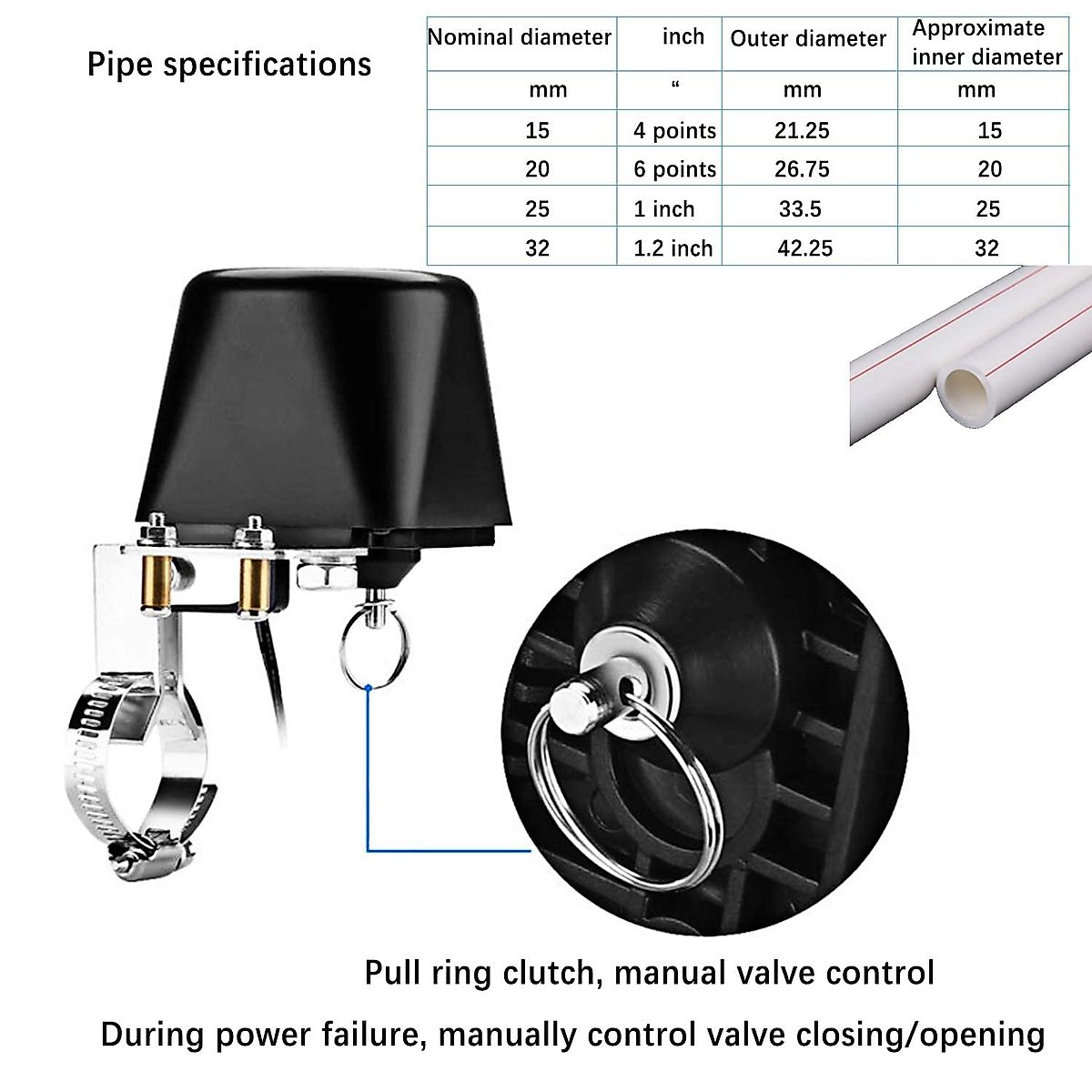 Jinvoo upgraded version smart water valve closing, Wifi water valve, automatic ball valve watering timer, sprinkler controller, wireless gas shut-off valve controller, compatible with Alexa, Google