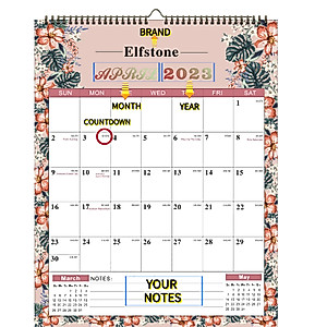 Elfstone 11x14 Inch Light Pink Color Wall Calendar-2023 December- 2024 September-Tear-Off Monthly Calendar with Built-in Hanging