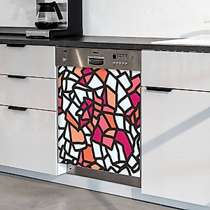 Dishwasher Magnet Cover Abstract Modern Stained Glass Magnetic Refrigerator Stickers Decorative Appliance Cover Fridge Panels Metal Door Garage 23x26in