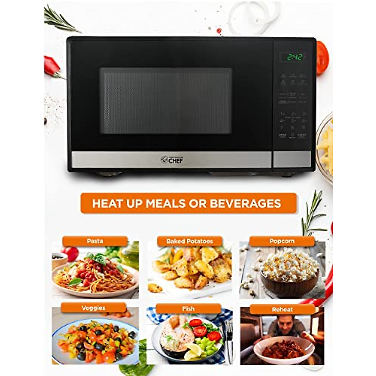 COMMERCIAL CHEF Small Microwave 0.9 Cu. Ft.Countertop Microwave with Touch Controls & Digital Display, Stainless & Keurig K-Classic Coffee Maker K-Cup Pod, Single Serve, Programmable, 6 to 10 oz
